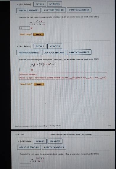 Solved Points Evaluate The Limit Using The Appropriate Chegg
