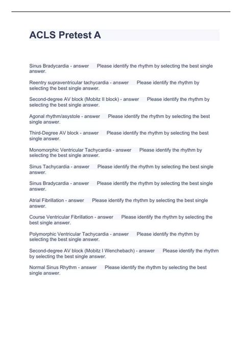 Acls Pretest A Questions With Correct Answers 2023 Acls Stuvia Us