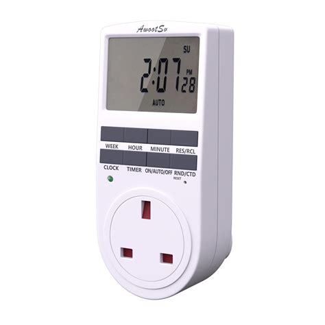 Awootsv Digital Timer Socket With Countdown Function LCD Programs Display Hours Weekly