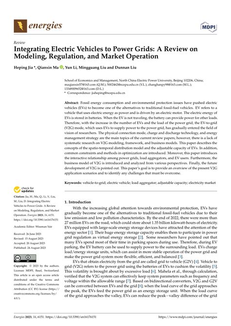 Pdf Integrating Electric Vehicles To Power Grids A Review On Modeling Regulation And Market