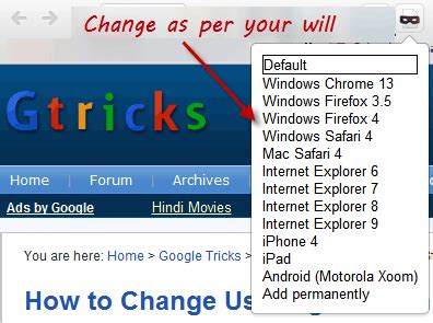 Change User Agent String In Chrome