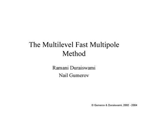 The Multilevel Fast Multipole Method Lecture Notes Cmsc 878r Docsity