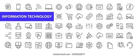 Information Technology Icon Set Editable Stroke Stock Vector Royalty Free 2440326877