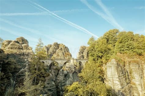 Bridge Named Bastei In Saxon Switzerland National Park Saxon