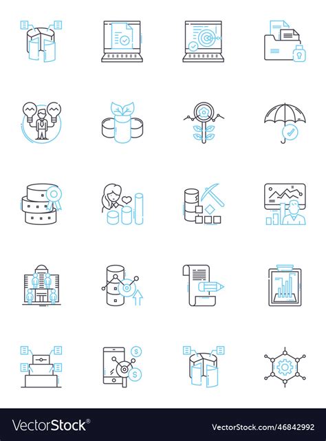 Trend Analysis Linear Icons Set Forecasting Vector Image