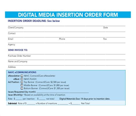 Insertion Order Template Word