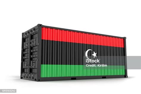 리비아의 국기로 질감 현실적인 선적화물 컨테이너 격리 3d 렌더링 3차원 형태에 대한 스톡 사진 및 기타 이미지 3차원 형태 개념 교통 Istock