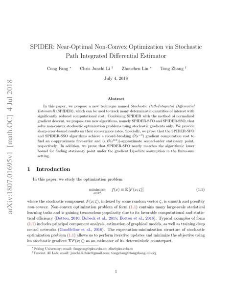 Spider Near Optimal Non Convex Optimization Via Stochastic Path Integrated Differential