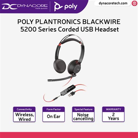 Poly Plantronics Blackwire 5200 Series Corded Usb Headset Lazada Singapore