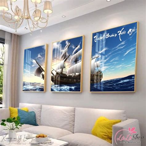 Tranh Thuận Buồm Xuôi Gió Treo Phòng Khách Tranh Phong Thủy Mệnh Thổ