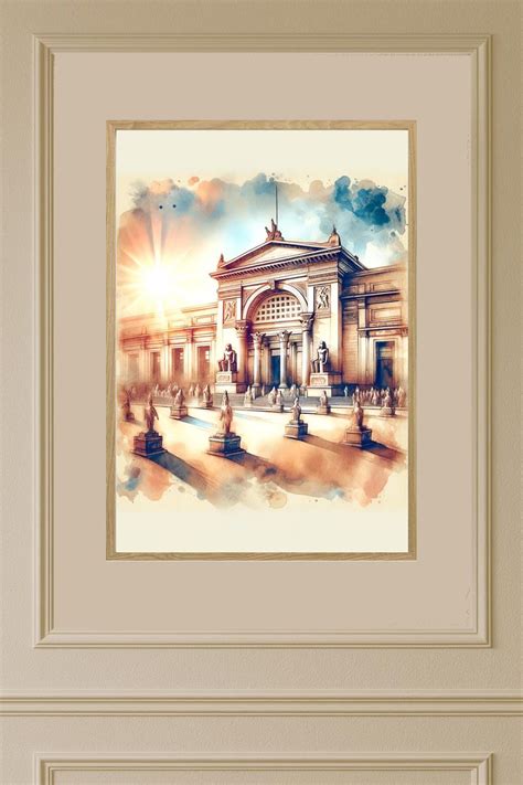 Egyptian Museum Watercolor Poster Print Cairo Travel Decoration Wall