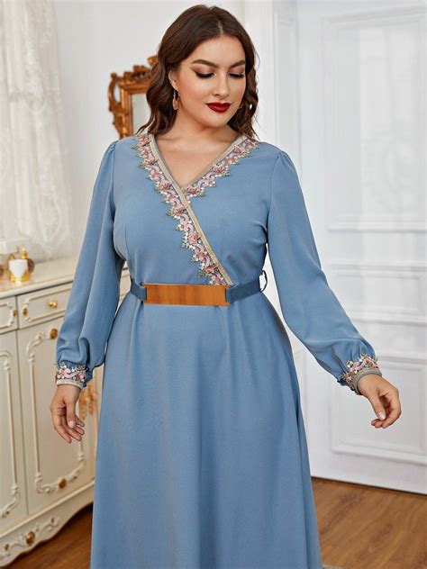 Large Plus Size Women Elegant Maxi Evening Dresses Spring Blue Long