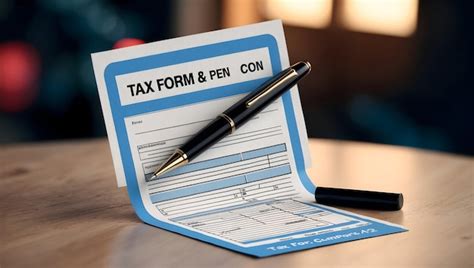 Photo Realistic Tax Form And Pen Icon Infographic Visual Guide For Tax Filing And Financial