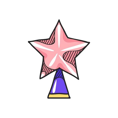 손으로 그린 컬러 벡터 일러스트 레이 션에 크리스마스 스타 아이콘 프리미엄 벡터