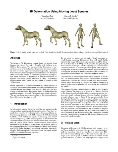 3d Deformation Using Moving Least Squares Harvard University