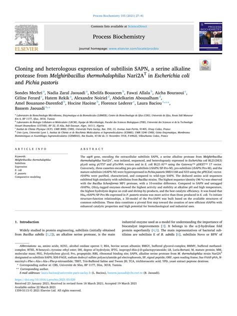 Pdf Cloning And Heterologous Expression Of Subtilisin Sapn A Serine Alkaline Protease From
