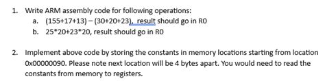 Solved 1 Write Arm Assembly Code For Following Operations