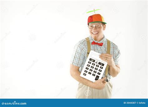 Male Nerd Holding Calculator Stock Image Image Of Math Bookworm 2044387