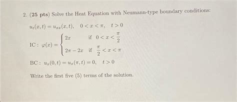 Solved 2 25 Pts Solve The Heat Equation With Neumann Type