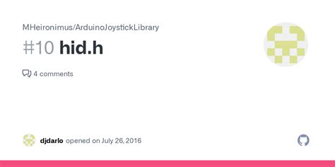Hid H Issue MHeironimus ArduinoJoystickLibrary GitHub