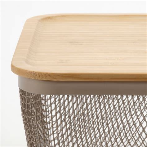 Ikea 365 Food Storage Basket With Lid Rectangular Metallight Grey