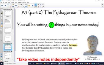 9 3 Part 2 The Pythagorean Theorem Video Link Included By Math With