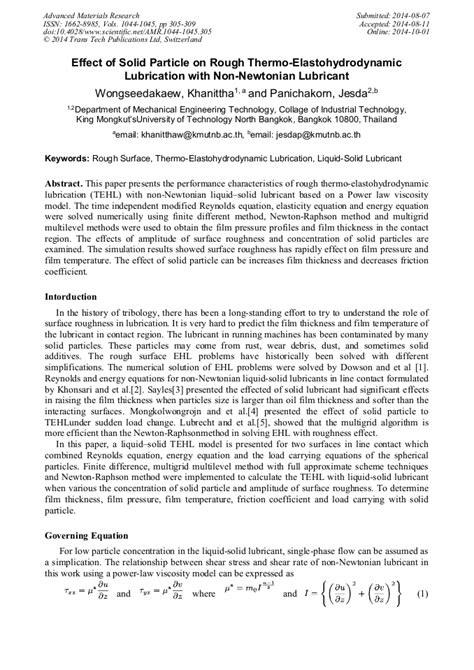 Effect Of Solid Particle On Rough Thermo Elastohydrodynamic Lubrication With Non Newtonian
