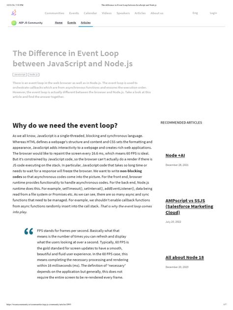 The Difference In Event Loop Between Javascript And Node Js Pdf Java Script Callback