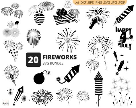 Fireworks Svg Fireworks Bundle Svg Fireworks Silhouette 4th Etsy