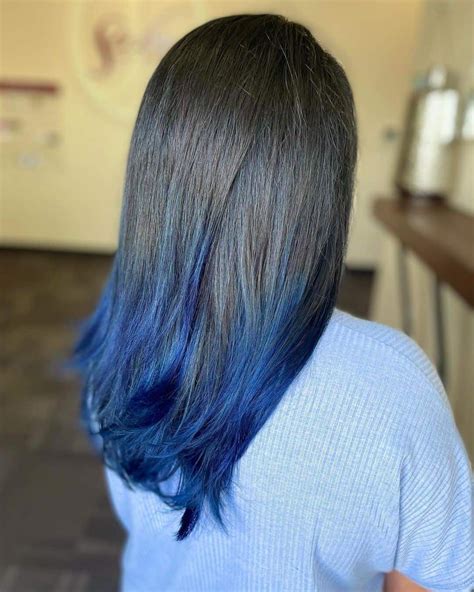 Black Blue Hair Dip Dye