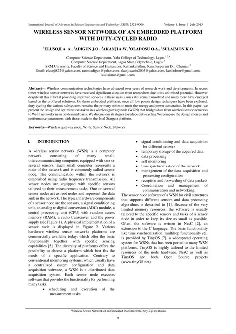 Pdf Wireless Sensor Network Of An Embedded Platform With Duty Cycled