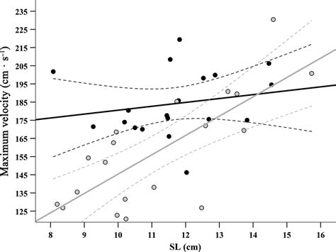 The Relationship Between Standard Length Sl And Maximum Velocity For Download Scientific