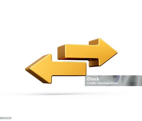 흰색으로 분리된 두 개의 금색 제곱 반대쪽 수평 화살표 교환 아이콘입니다 플립 플롭 3d 그림 금색에 대한 스톡 사진 및 기타 이미지 Istock