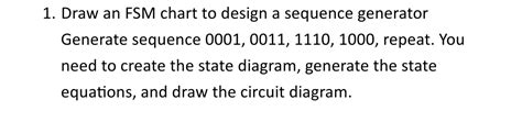 Solved Draw An Fsm Chart To Design A Sequence Generator G