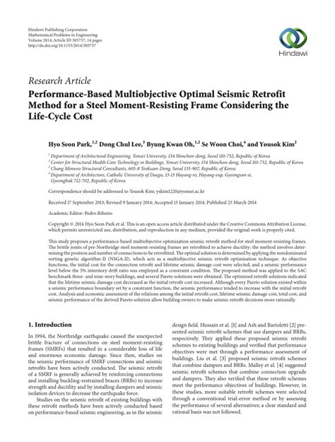Pdf Performance Based Multiobjective Optimal Seismic Retrofit Method For A Steel Moment