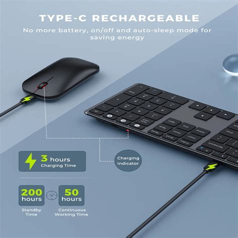 Chngxjc Slim Rechargeable Wireless Bluetooth Keyboard And Mouse Combo For Multi Device Win