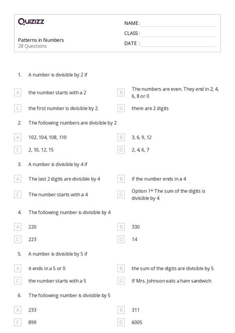 50 Patterns In Three Digit Numbers Worksheets For 7th Year On Quizizz