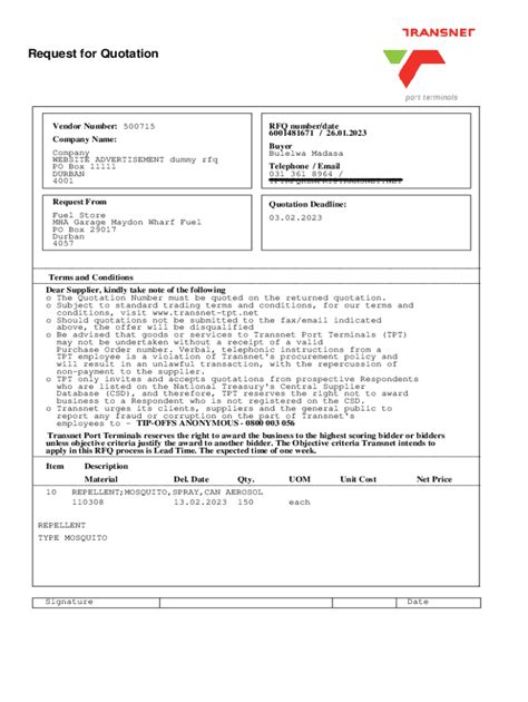 Fillable Online Website Advertisement Dummy Rfq Fax Email Print Pdffiller