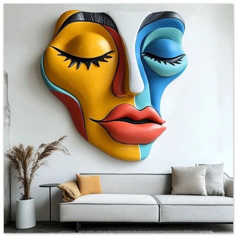 Colorful Face Art Modern Abstract Faces Whimsical Face Decor