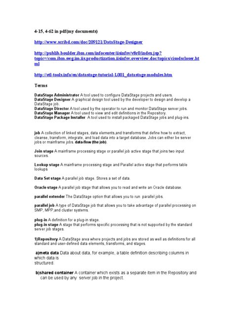 Datastage Notes Pdf Subroutine Parallel Computing
