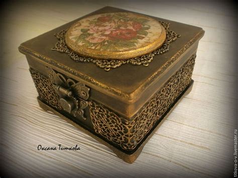 Купить Шкатулка Ажурное золото золотой шкатулка декупаж шкатулка для украшений шкатулка