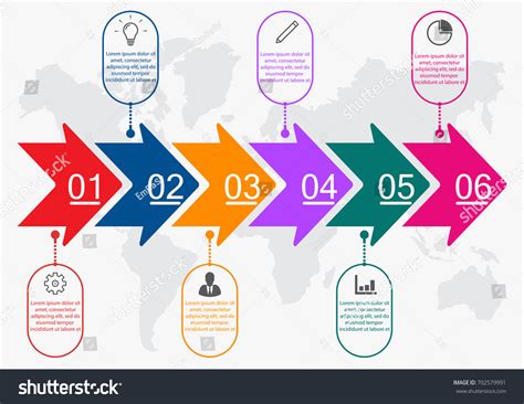 Timeline Infographics Template Arrows Flowchart Workflow Stock Vector Royalty Free