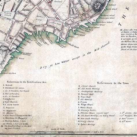 1775 Boston Map Poster Print Vintage Old City Map Massachusetts Bay