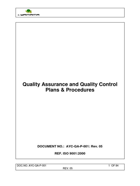 Qa And Qc Plan Pdf Specification Technical Standard Quality Assurance