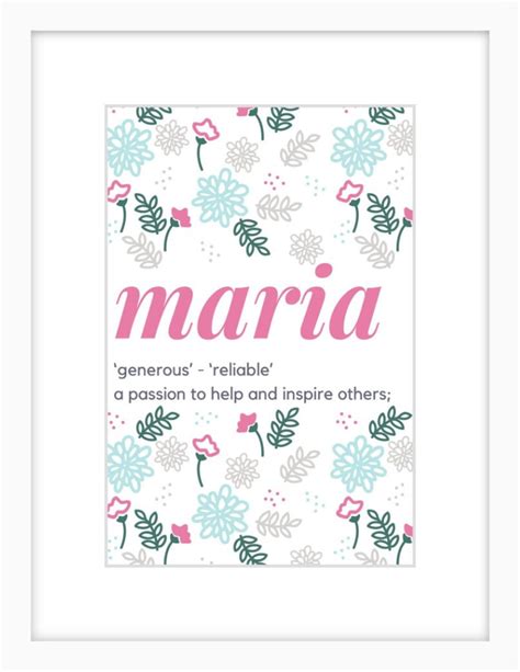 Maria Name Meaning Poster Printable Customizable Digital Download