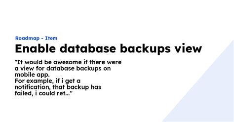 enable database backups view ploi roadmap