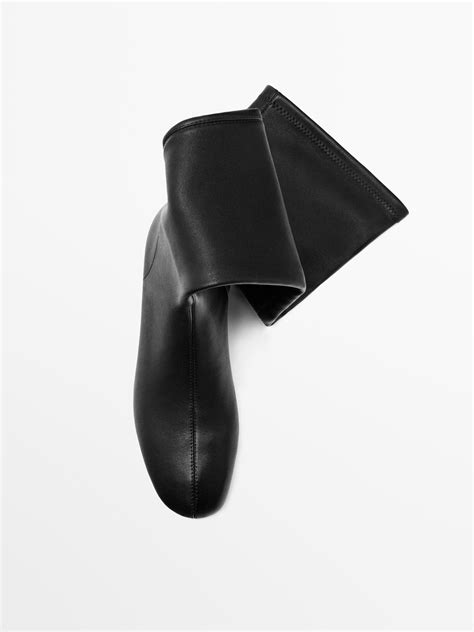 بوت جلد بساق ستريتش · أزرق سماوي · Shoes Massimo Dutti