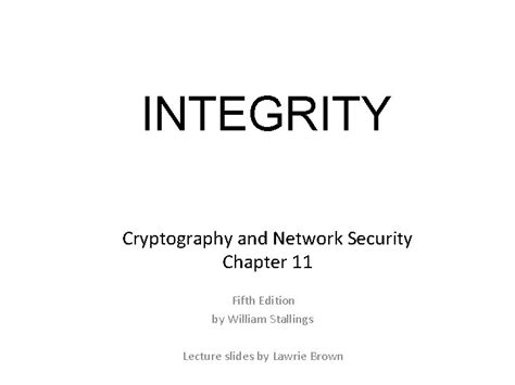 Integrity Cryptography And Network Security Chapter 11 Fifth
