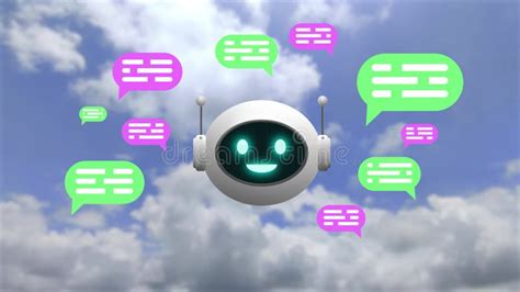 Artificial Chatbot Reciving Message From Humans Concept Animation On Blur Sky Timelapse Stock