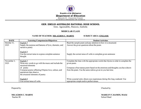 Modular Class Plan Educational Modular Class Name Of Teacher Modular Class Plan Educational Modular Class Name Of Teacher